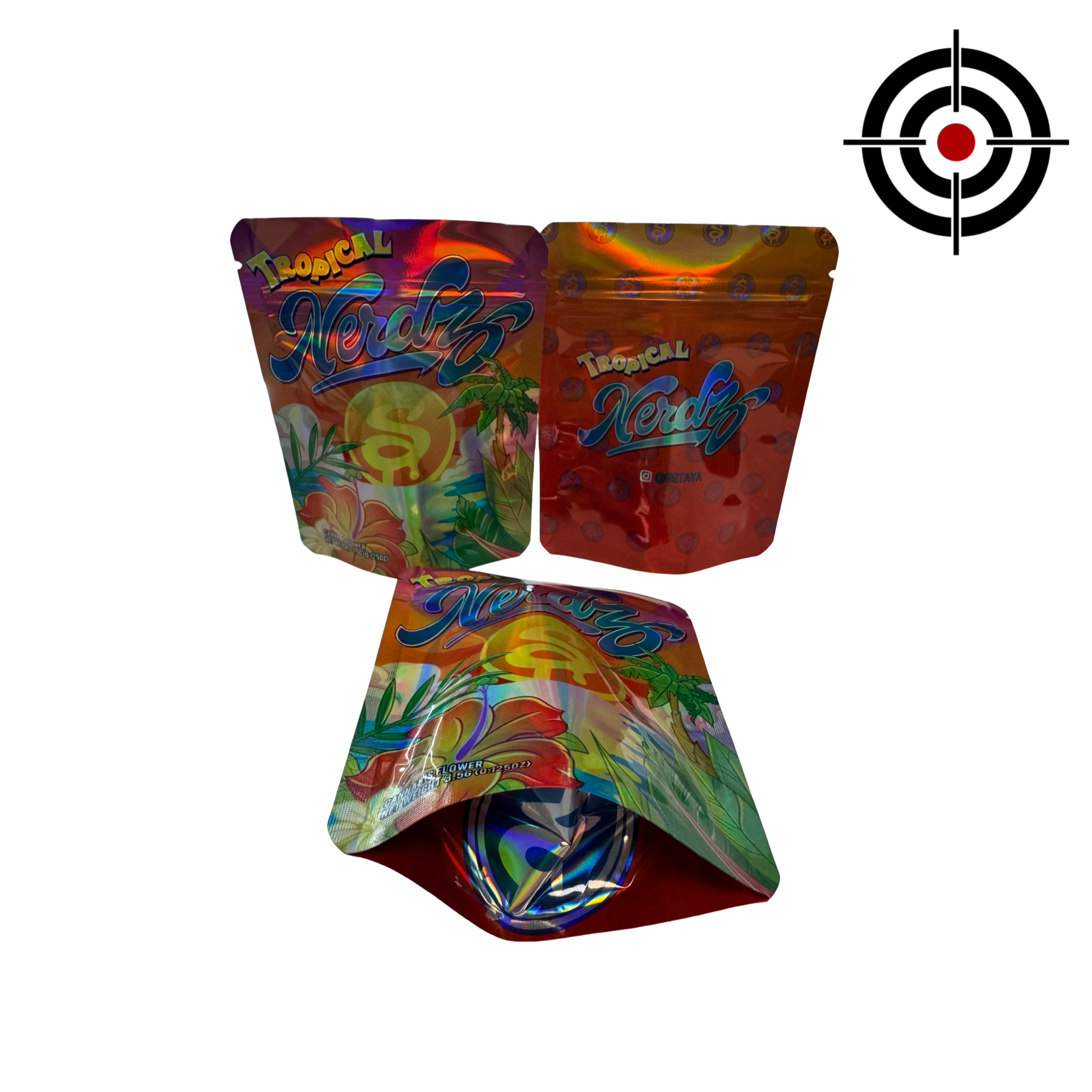 Tropical Nerdz Mylar Bags 3.5g SherbMoney | Fire Mylar